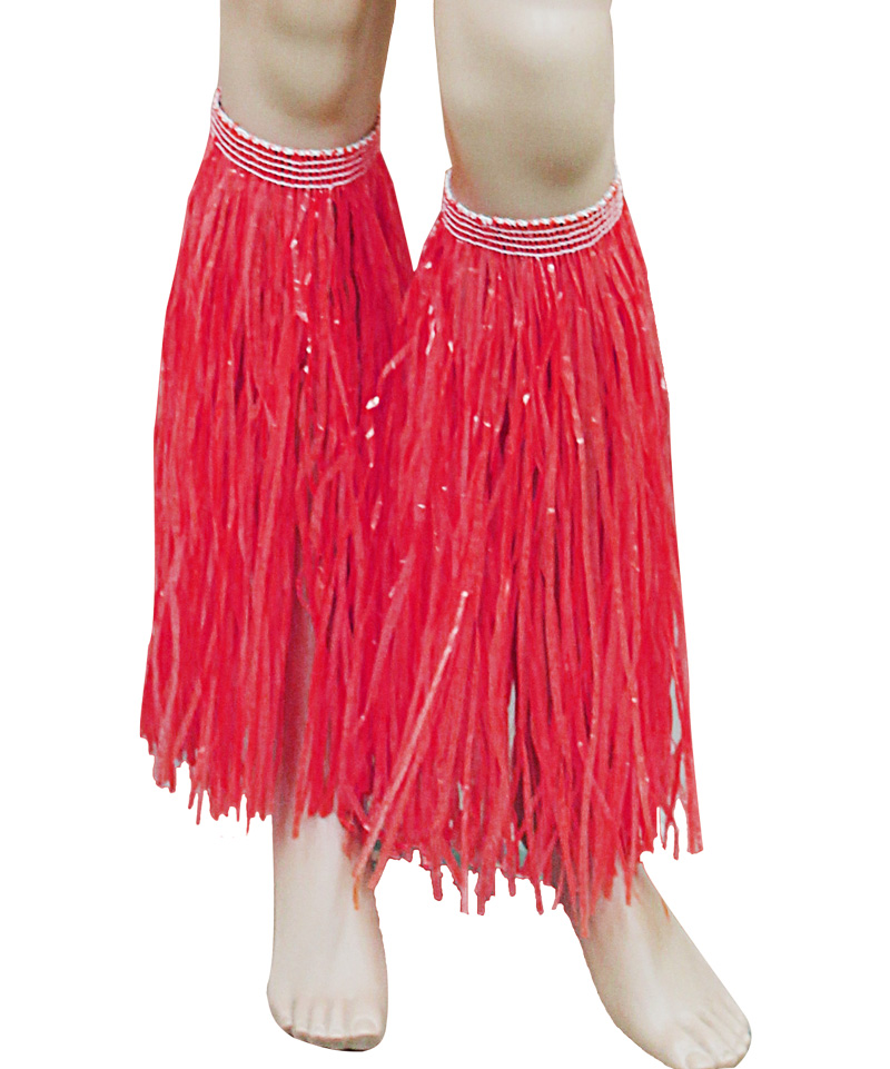 Red Hawaiian Hula Straw Leg Cuffs