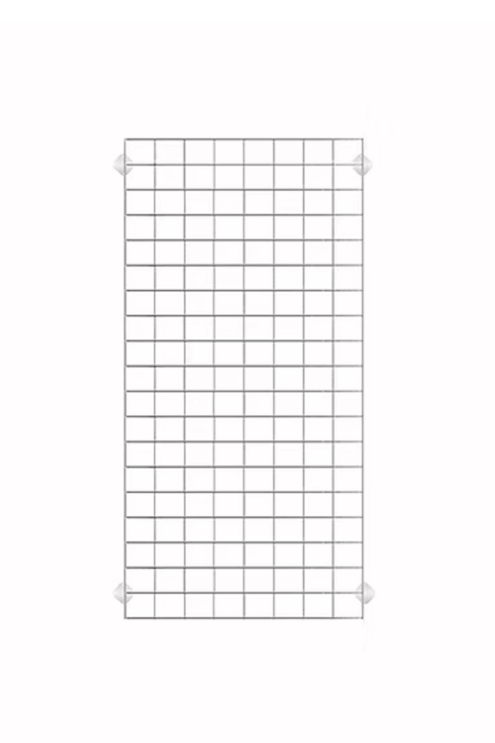 Chrome Grid Wall Panel with 4 Wall Mounting Hooks